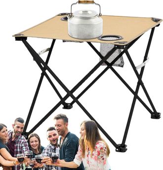 Generic Klapptisch für Camping | leicht mit integriertem Getränkehalter | Büro tragbar Outdoor Zubehör für Wandern Reise Angeln Picknick Garten Haus