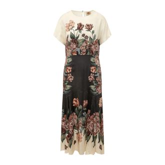 Farm Rio Winter-Blumen-Maxikleid mit langen &Auml;rmeln - - Dresses - Damen - Mehrfarbig - S