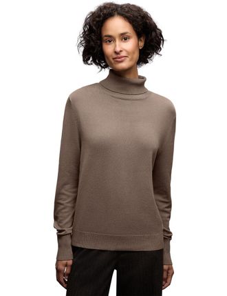 Street One Damen 3015549 Basic Rollkragen Pullover, Silk Brown, 46 EU
