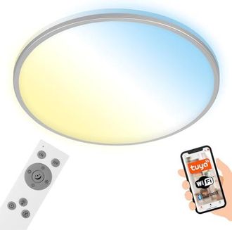 Briloner LED Deckenlampe flach Smart Home, funktioniert mit Alexa, Fernbedienung, Lampe, Deckenleuchte, Wohnzimmerlampe, LED Panel, Schlafzimmerlampe, 33,3x6,2
