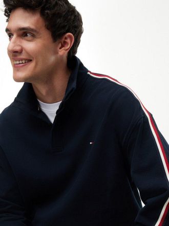Tommy Hilfiger Sweatshirt HALF BUTTON DOWN mit Global-Streifen und Kn&ouml;pfen