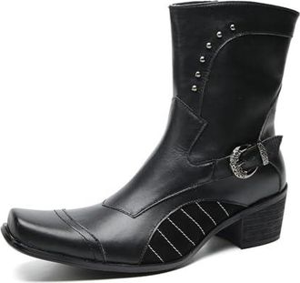 Generic Bottes de cowboy pour homme - Style décontracté - Boutons - Style western Chelsea - Pour homme, Noir, 40 2/3 EU