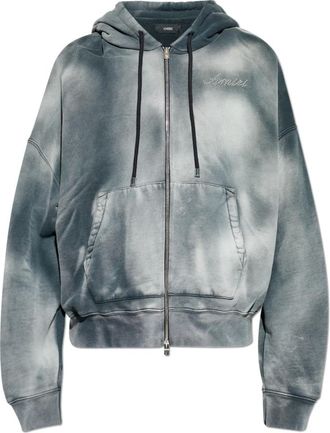 Amiri Homme, Sweatshirts et sweats &agrave; capuche, Gris, Taille: M Bones Studded Oversized Zip Sweat &agrave; capuche