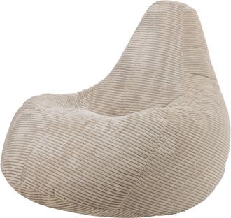 Icon Brand Pouf Fauteuil en Velours Côtelé Dalton et Repose-Pieds, Poufs de Salon pour Adultes. Beige, oeko-tex - Icon