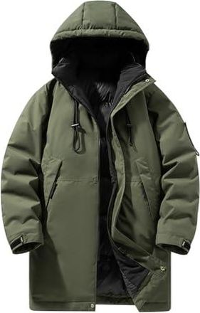 Generic Parka dhiver en polaire pour homme avec fermeture éclair intégrale et poches - Coupe-vent - Chaud - Pour lintérieur et lextérieur, vert militaire, XXL