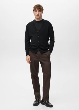 Mango Cardigan 100 % laine m&eacute;rinos noir - Homme - XXL - MANGO MAN