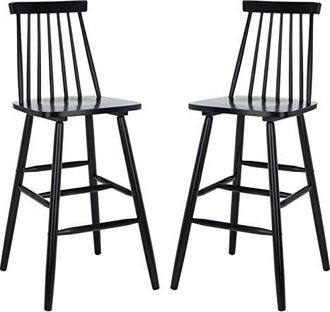 Safavieh Modern Bar & Counter Stool - Set of 2 - with a Back, in Black, 50 X 53 X 113