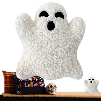Generic Halloween Ghost Cushion Sofabrett aus Baumwolle, Pl&uuml;sch, Wurfkissen f&uuml;r die gruselige Jahreszeit, dekorativer Geister-Pl&uuml;schtier | Herbstakzent f&uuml;r Be