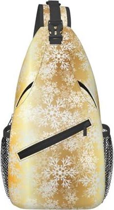 Generic Flocons De Neige Blancs Dor&eacute;s De No&euml;l Sac Poitrine Multifonctionnel Sling Bag Pratique Sac Banane Pour Excursion Randonn&eacute;e Shopping