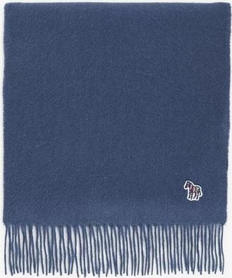 Paul Smith Schal aus Schurwolle mit Fransen in Blau