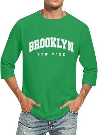 Generic Hauts &agrave; manches 3/4 pour hommes 2025 T-shirts d&eacute;contract&eacute;s pour la course &agrave; pied, tendance, ample, mignon, printemps 2025, t-shirts de sortie, t-shirt