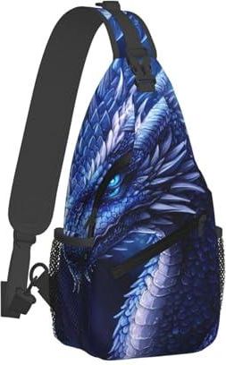Generic L&eacute;ger Sacoche Bandouliere Dragon bleu Sac De Poitrine Mode Sac &agrave; Dos De Voyage pour Homme Femme Cyclisme