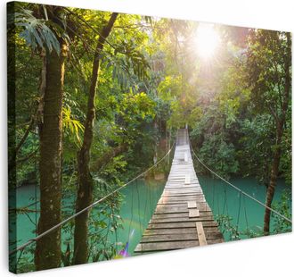 MuchoWow © Bilder Groß 120x80 cm XXL Wohnzimmer Deko Modern Wandbild Foto auf Leinwand Bild Schlafzimmer Room Decor Geschenke Dschungel - Wasser - Brücke - Nat