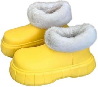 Generic QXDZSW Bottes dhiver en peluche pour femme - Chaussures imperm&eacute;ables en coton fourrure - Chaussures dext&eacute;rieur confortables et pelucheuses &agrave; semelle &eacute;