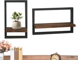 Generic Schwebendes Regal aus Holz, quadratisch, schwebendes Wandregal | Stilvolle schwebende Regale aus Holz, Montagehalterungen f&uuml;r Wandregale f&uuml;r Wohnzimme