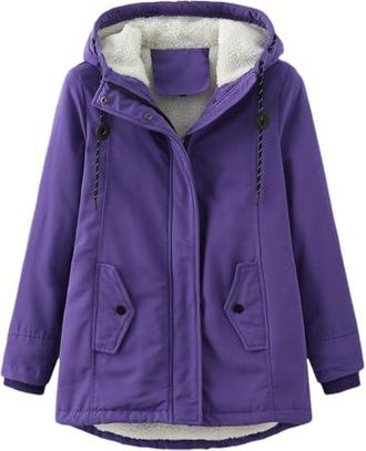 Generic Veste dhiver chaude &agrave; capuche courte pour femme - Parka dhiver doubl&eacute;e en polaire - Parka dhiver &agrave; manches longues avec fermeture &eacute;clair - Parka &eacute;pais