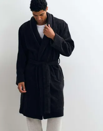 Calvin Klein Baumwoll-Bademantel in Schwarz