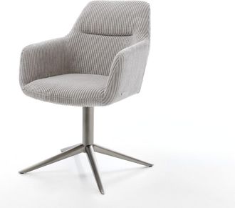 DELIFE Drehstuhl Pejo-Flex Cord Silbergrau Fußkreuz Graphit 360° drehbar Wippfunktion Taschenfederkern, Esszimmerstühle