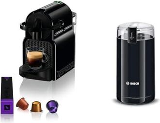 Nespresso DeLonghi EN 80.B Inissia, Hochdruckpumpe, Energiesparfunktion, kompaktes Design, 1260W, 32 x 12 x 23 cm, Dunkle Schwarz & Bosch Hausgeräte TSM6A013B K