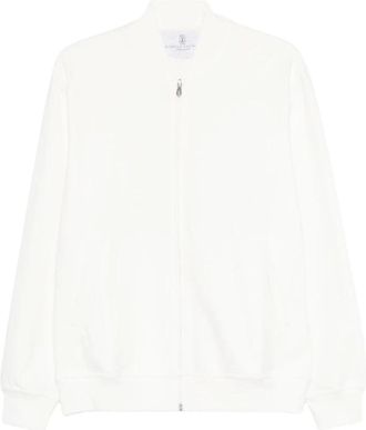 Brunello Cucinelli Homme, Sweatshirts et sweats &agrave; capuche, Blanc, Taille: L SweaT-shirt zipp&eacute;