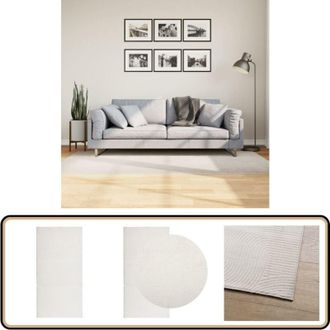 vidaXL Teppich iza Kurzflor Skandinavischer Look Creme 100x200 cm - Kurzflorteppich - Cremefarbene Teppiche - Skandinavischer Stil - Wohnzimmerteppich