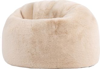 Icon Brand Kingston Sitzsack Kinder, Beige, Flauschiger Kunstpelzstoff, Sitzsack Flauschig mit F&uuml;llung, Bequemer Kinder Sessel, Kuschelsessel, Lese Sessel, Schla
