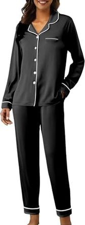 Generic Ensembles De Pyjama Femme Manches Longues Col en V Boutonn&eacute; Grande Taille Imprim&eacute; &agrave; Pois Coton Pyjama Pantalon Automne Et Hiver Respirant Doux V&ecirc;Temen