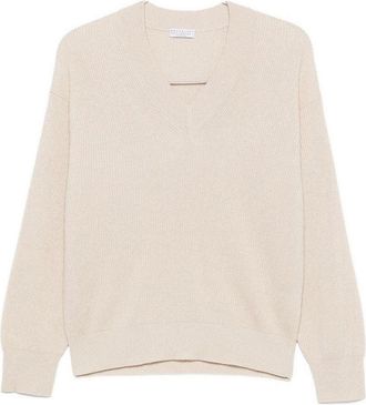 Brunello Cucinelli Rundhalspullover - Hellbeige