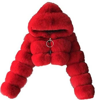 Generic Manteau dhiver &eacute;l&eacute;gant pour femmes, chaud, court, en fausse fourrure, manches longues, en fourrure artificielle, courte veste en fausse fourrure, vest