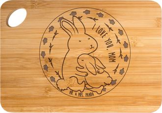 Mr. & Mrs. Panda Bambus - Schneidebrett Hase Mama Hug - Geschenk, Bretter, Schwester, Familie, Sohn, Pinguin, Muttertag, Holzbrett, Papa, Geburtstag