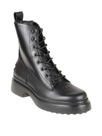 Tod's Tods Stiefel - Leather Ankle Boots With Lace-Up Front - Gr. 37,5 (EU) - in Schwarz - für Damen