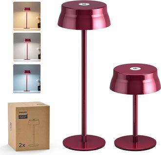 Philips Kabellose Tischlampe, tragbar, LED, f&uuml;r den Au&szlig;enbereich, batteriebetrieben, wiederaufladbar, 2 verstellbare H&ouml;hen, Touch-Steuerung und 3 Farben mit s