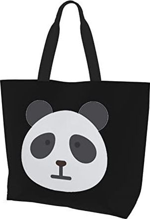 AOOEDM Panda Face Ladies Canvas Tote Sac &agrave; provisions r&eacute;utilisable