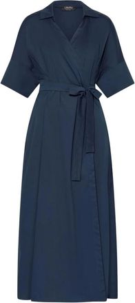 Max Mara Femme, Robes, Bleu, Taille: 44 FR Sarah Stretch Poplin Wrap Dress