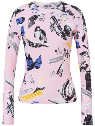 Moschino T-Shirt mit Collagen-Print - Rosa