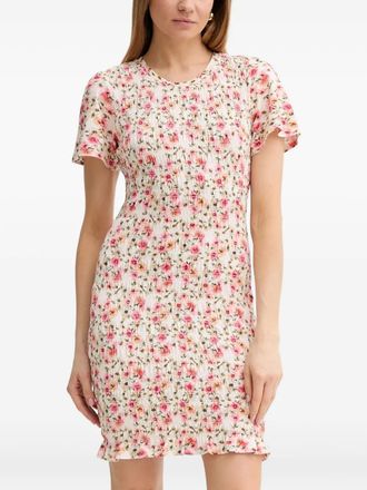 Guess Co robe froncée à fleurs - Blanc