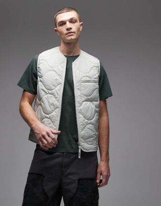 Arket Veste matelass&eacute;e sans manches &agrave; fermeture &eacute;clair - Gris clair