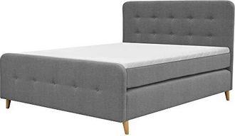 Selsey JUKOMA - Boxspringbett/Doppelbett mit Holzbeinen, Bonellfederkernmatratze und Topper (Aschgrau, 180 x 200 cm)