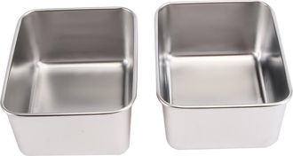 Cabilock 2st&uuml;cke Eckige Edelstahl Aufbewahrungsbox Ohne Deckel Lebensmittelecht Sicher F&uuml;r Kuchen Brot Lebensmittel K&uuml;che Transport