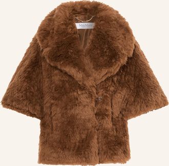 Max Mara Cape Accorta Aus Kunstfell Mit 3/4-Arm braun