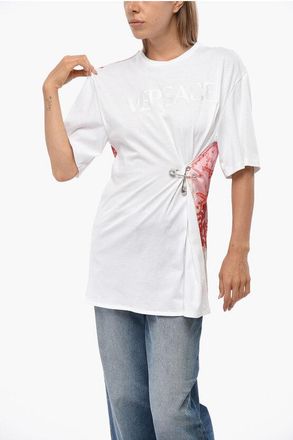 Versace Back Printed Cotton Crew-neck T-shirt with Pin size 40