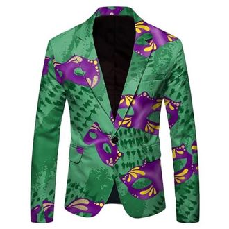 Generic Veste pour homme - Imprim&eacute; multicolore - Costume de carnaval - Blazer - Coupe ajust&eacute;e - Motif amusant - Veste de costume d&eacute;contract&eacute;e - Veste &agrave; un bou
