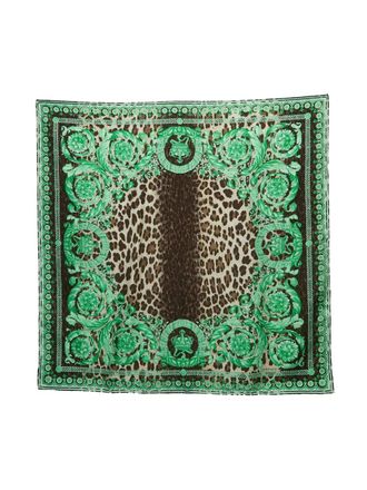 Versace foulard en soie à imprimé léopard Barocco - Vert