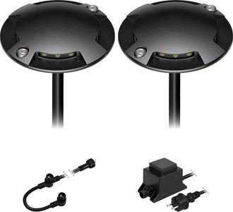 LEDs Com LED Boden-Aufbau-Leuchte Bunda, 4-flammig, für außen, schwarz, befahrbar, warm-weiß, 2er Set