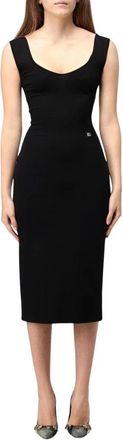 Dolce & Gabbana Femme, Robes, Noir, Taille: 38 FR Robe Midi Bodycon Élégante avec Col en V