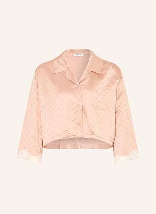 Sandro Sandro Satinbluse Mit Schmucksteinen Und Spitze beige