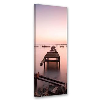Feeby Bild auf Leinwand See Kunstdruck modern Landschaft Rosa 30x90 cm