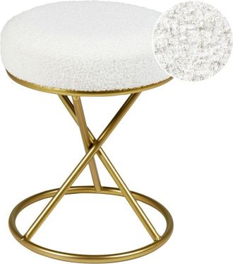 Beliani Hocker PRESHO Bouclé Cremeweiß