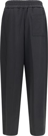 Ami Elasticated Waist Wool Trousers - Black