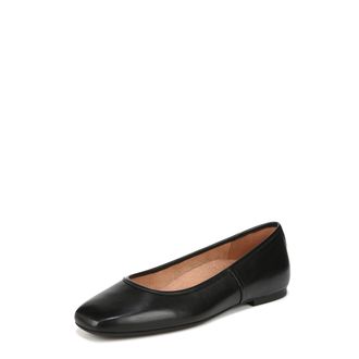 Vionic Damen Orinda Ballerinas, Schwarzes Leder, 37 EU Weit